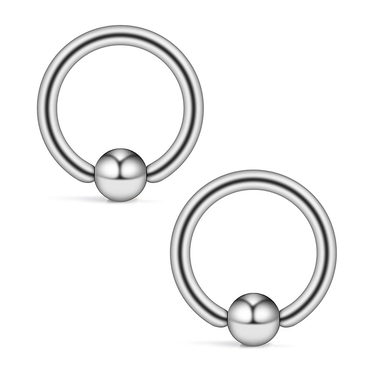 Ruifan 12PCS 316L Surgical Steel Captive Bead Rings Nose PA Belly Eyebrow Tragus Lip Ear Nipple Hoop Ring BCR 12G 10MM