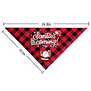 2 Pack Christmas Dog Cat Bandana Set, Holiday Buffalo Plaid Bib for Large Medium Small Puppies Pets