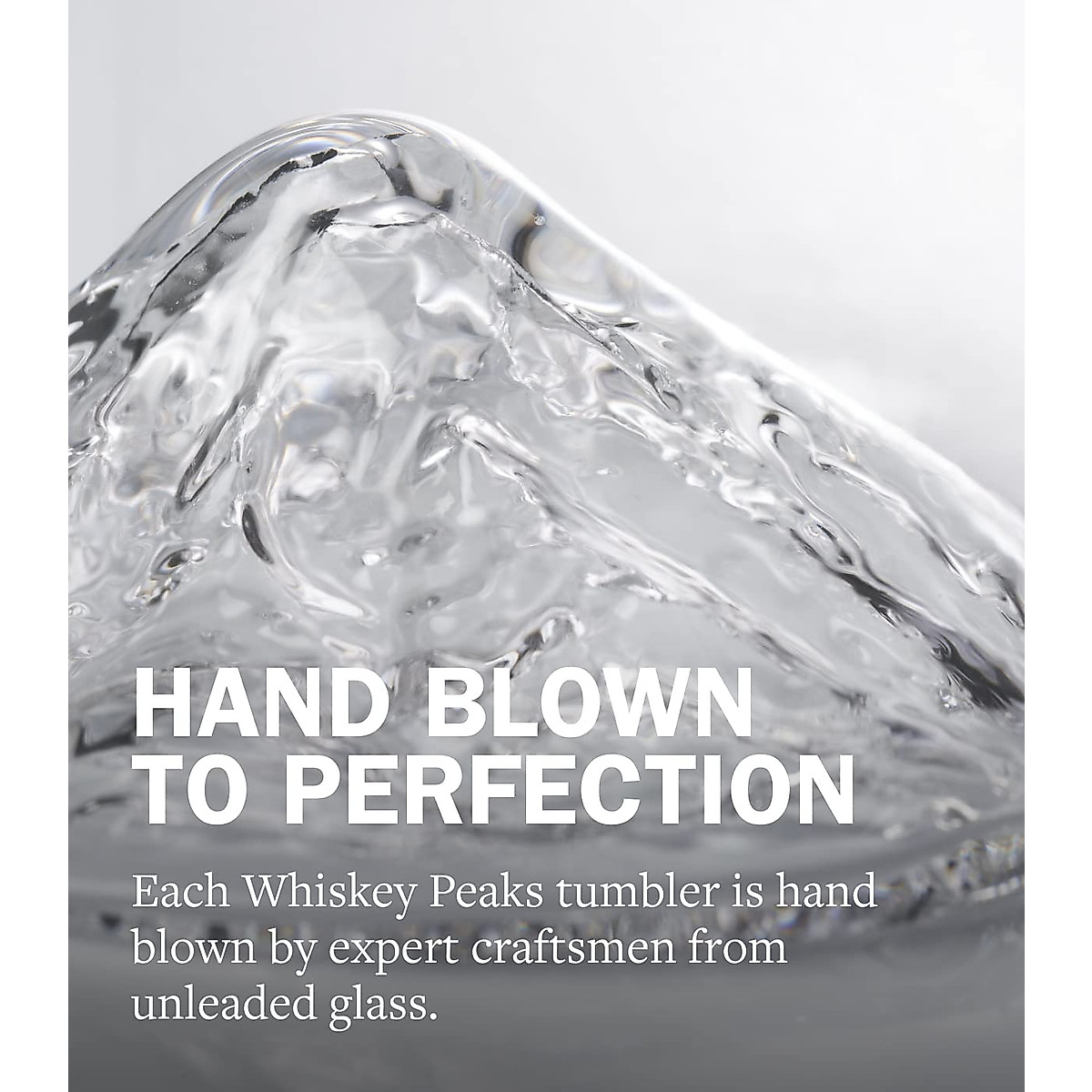 Huckberry Whiskey Peaks Iconic Mountain Bar Glasses, 11.5 oz Capacity, Lead-Free Crystal, Mt. Rainier, Set of 2