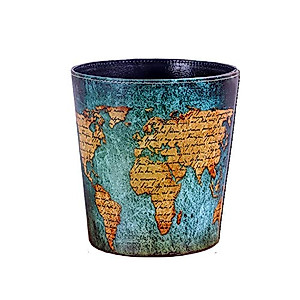 Daliuing Garbage Container Bin The Color of The Retro uncovered Leather Trash can is Shown in The Figure Garbage Waste Basket for Kitchens, Home Offices, Kids Rooms