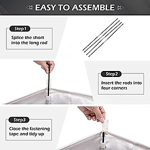 TECHMILLY 72L Large Laundry Hamper with Removable Bag, Collapsible Laundry Basket with Rope Handles, Dirty Clothes Hamper for Bedroom, Living Room, Clothes Toys Organizer, Blue Stripe