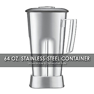 Waring Commercial MX1100XTS 3.5 HP Blender with Electronic Keypad, 30 Second Countdown Timer, Pulse Feature and a 64 oz Stainless Steel Container, 12-V, 5-15 Phase Plug