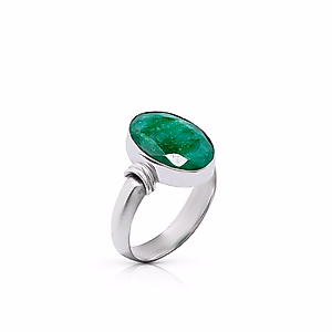 Koral Jewelry Created Emerald Oval Stone Ring 925 Sterling Silver Vintage Boho Chic US Size 7 8 9 (9)