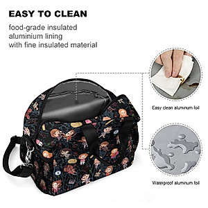 Lunch Box for Leakproof Thermal Cooler Sack Food Handbags Case High Capacity forTravel Work School Picnic Shoulder Strap Lunch Bag,Women Men Reusable Insulated Lunch Tote Bag- Black