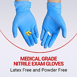Disposable 100% Nitrile Exam Gloves - 5.5 Mil-Thick -Latex Free Powder Free, Food Safe, Medical grade Gloves - Provides Allergy Protection and Keeps Hands Clean -Blue (Medium)