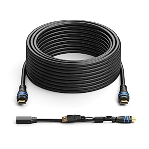 BlueRigger 4K HDMI Cable with Signal Booster (50FT, 4K 60Hz, in-Wall CL3 Rated) - Compatible with PS5, PS4, Xbox, Roku, Apple TV, HDTV, Blu-ray, PC