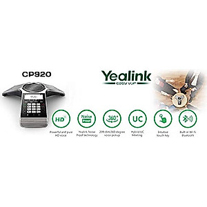 Yealink CP920 Conference IP Phone, 3.1-Inch Graphical Display. 802.11n Wi-Fi, 802.3af PoE, Power Adapter Included