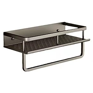 Shower Basket Shelf With A Pole ， Adhesive Drill-Free Kitchen or Bathroom Storage Rack Organizer, Gray Shower Storage Shelves for Bathroom, Washroom, Restroom, Kitchen