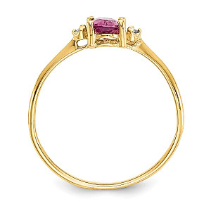 IceCarats 10K Yellow Gold Diamond Pink Tourmaline Ring Gemstone Band April October Birthstone Jewelry Size 6