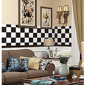 Livelynine Checkered Black and White Vinyl Flooring Roll 15.8x78.8 in Floor Contact Paper Waterproof Peel and Stick Tile Flooring for kitchen Linoleum Bathroom Wallpaper Self Adhesive Wall Covering