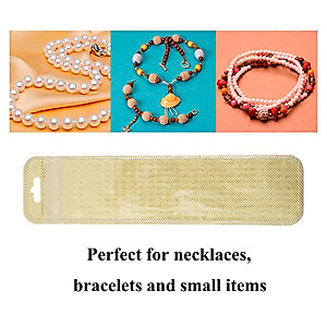 50pcs Resealable Mylar Ziplock Bags Long Jewelery Plastic Bags with Front Window Smell Proof Bag Packaging for Lip Gloss Lash Food Electronics Jewelry Electronics Pen Jewelry Necklace (Gold)