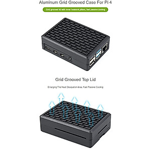 Waveshare Aluminum Grid Grooved Case for Raspberry Pi 4 Inner Heatsink Pillars