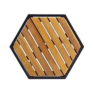 Christopher Knight Home END Table, Black Metal + Teak