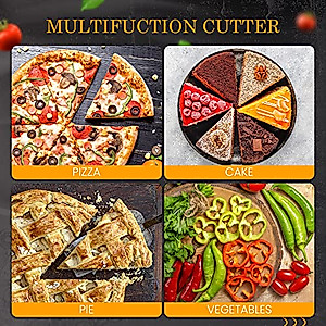 ISKYBOB 2 Pieces Creative Pizza Cutter with Bamboo Handle Axe Shaped Pizza Slicer Wheel Sharp Rotating Blade for Pizza, Pie, Waffles, Dough