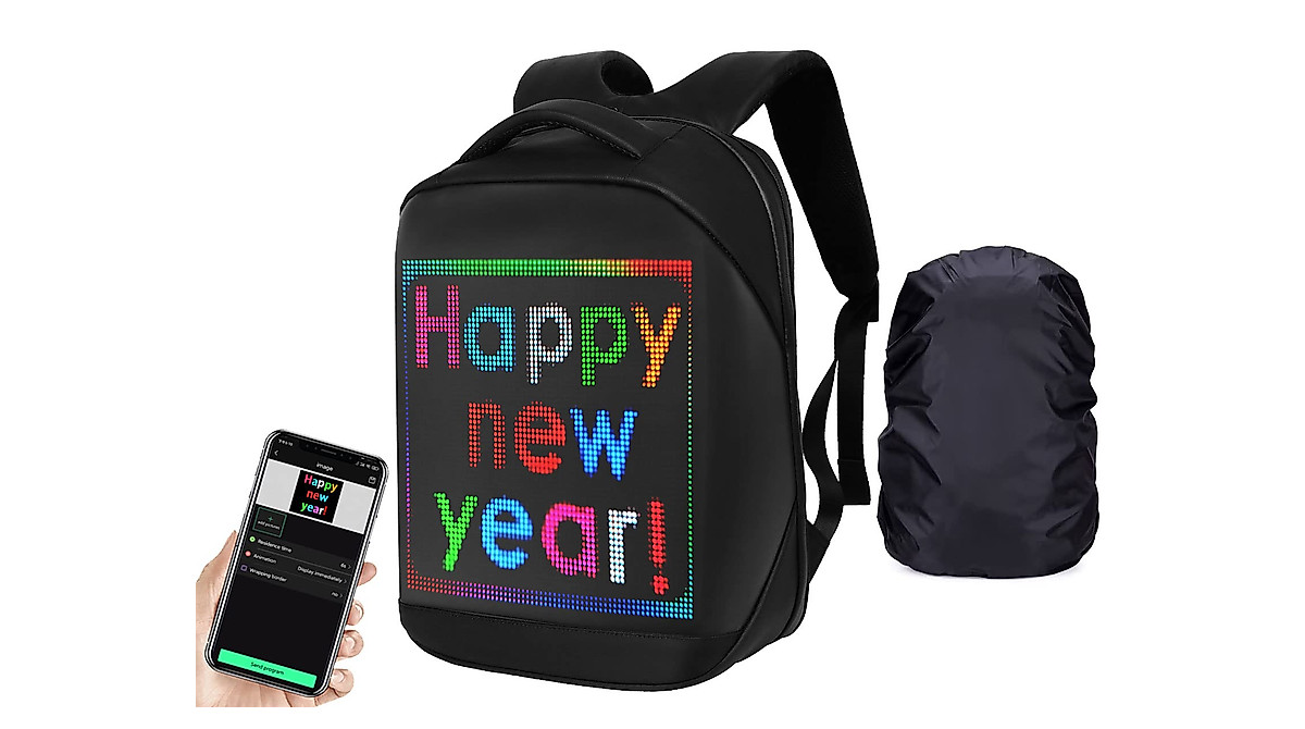 Welaso Smart Bluetooth LED Backpack with Colorful LED Sign Panel and ...