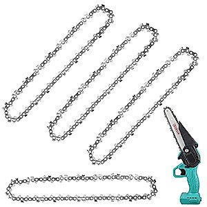 Honoson Mini Chainsaw Replacement Cordless Electric Portable Chainsaw Chain, 24 V Mini Cordless Electric Chainsaw Pruning Shears Chainsaw Chain for Wood Branch Cutting (4 Pieces,6 Inches)