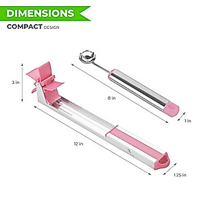 Asaph Home Stainless Steel Watermelon Slicer Watermelon Cutter Fruit Knife Vegetable Tools Kitchen Gadgets Smart Gadgets with Melon Baller Corer Scoop