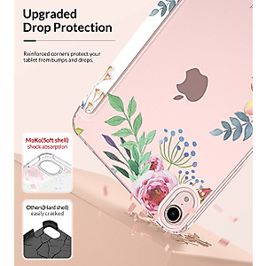 MoKo Case Fit New iPad Mini 6 2021 (6th Generation 8.3 inch), Soft TPU Translucent Frosted Back Cover Slim Smart Shell Stand Folio Case for iPad Mini, Auto Wake/Sleep, Fragrant Flowers