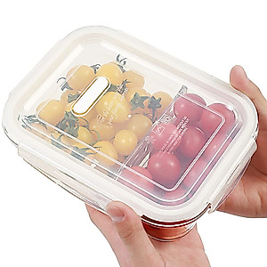DAS TRUST 5 Pack 36oz Food Storage Containers 2 Compartment Glass Meal Prep Containers with Lids Lunch Containers for Adult with Dividers Reusable Lunch Bento Box Meal Prep Bowls