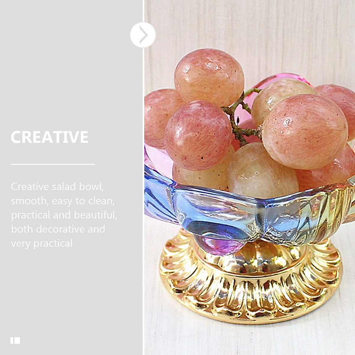 Beavorty Lotus Glass Fruit Tray Buddhist Plate Offering Bowl Tabletop Footed Fruit Plates Art Glass Bowl for Kitchen Centerpiece Dessert Cake