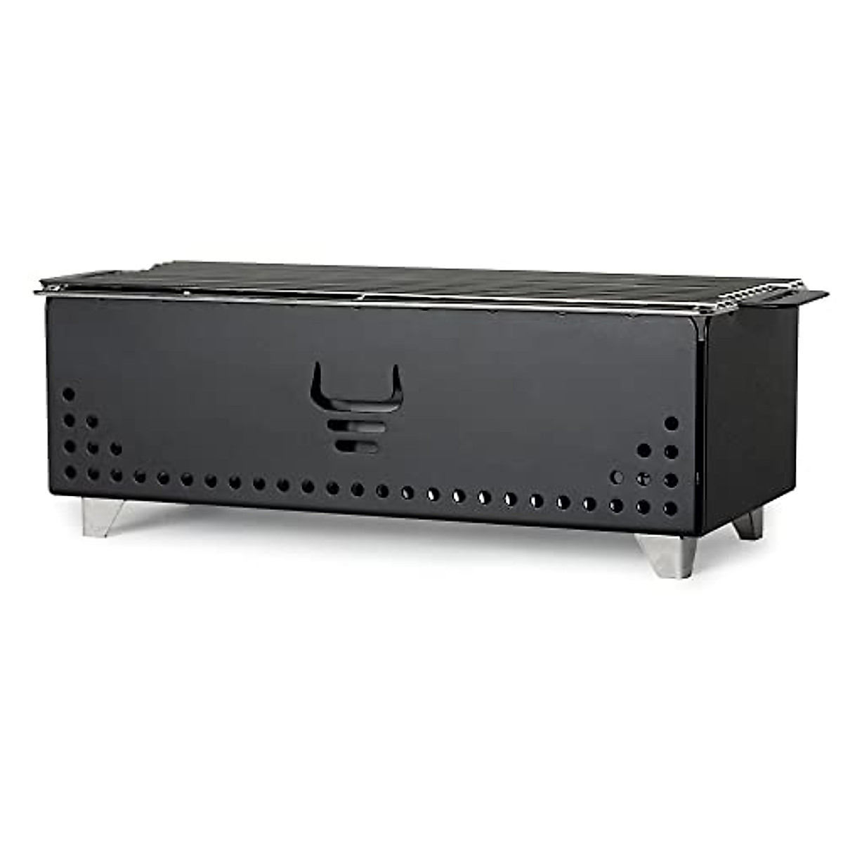 YAK Grills Hibachi Charcoal Grill - Easy to Use Charcoal Grill - Outdoor Tabletop Safe - Great for Travel, Camping, Patio, Balcony - Made from Stainless Steel - Operates Up to 750ºF - 5 Yr Warranty (Matte Black)