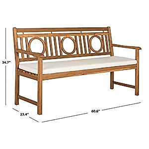 Safavieh PAT6736A Outdoor Collection Montclair 3 Seat Bench, Natural/Beige