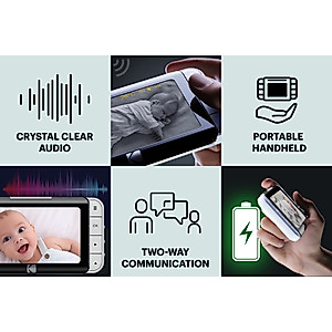 KODAK Cherish C525P Smart Video Baby Monitor, Video for Clear and Confident Check-Ins, User-Friendly Setup and Use and Battery-Life Lasting Through Naptimes or The Whole Night