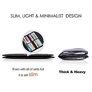 iN. Slim credit card holder wallet, Gift card display case, Minimalist light thin card storage case rfid blocking for men & women, with 28 slots in black