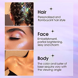 Melemando Holographic Body Glitter Gel 8 Colors Changing Ultra-fine Glitter Gel Long Lasting Waterproof Glitter Gel Makeup for Face Body Lip and Hair (Color 01)