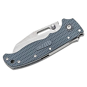 Demko Knives AD 20.5 Shark Lock Folding Knife AUS10A AD20.5 Grivory Handle Shark Foot/Clip Point Blade (Grey Scale/Stonewash/Shark Foot)