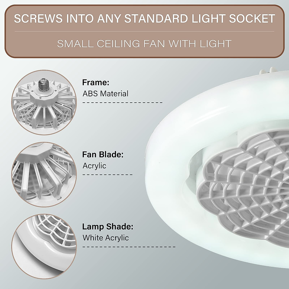 YHPOYLP 10Inch Enclosed Ceiling Fan with Light