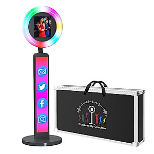 Portable Photo Booth for 10.2in 10.9in 12.9in Ipad, Selfie Photo Booth with Software, Flight Case, Ring Light, APP Remote Control, Music Sync