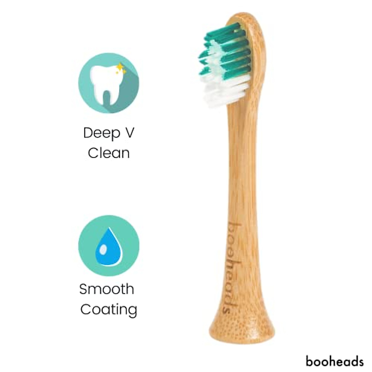 booheads - Bamboo Electric Toothbrush Heads | Biodegradable Eco-Friendly Sustainable Recyclable | Compatible with Sonicare (Purple & Green)