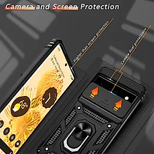 ATUMP for Google Pixel 6 Pro Case with HD Screen Protector, Build in 360° Rotating Ring Kickstand [Military Grade] Protective Case for Pixel 6 Pro Case,Black