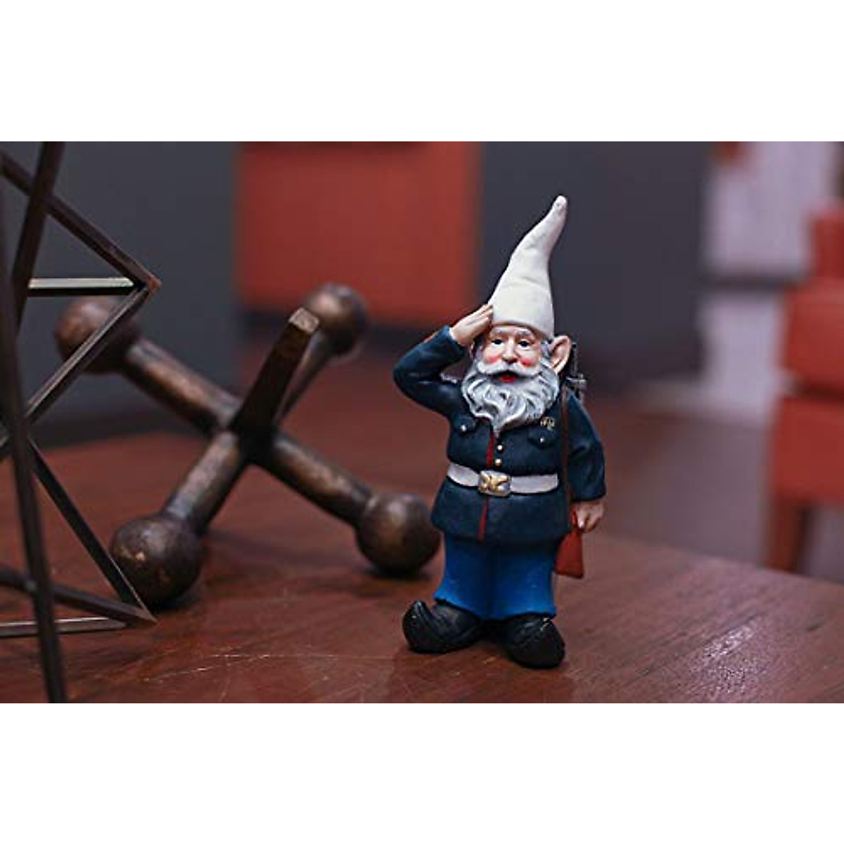 8 inch Dress Blues Bill Saluting U.S. Marine Military Garden and Shelf Gnome Statue Patriotic Decor