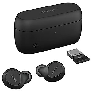 Jabra Evolve2 True Wireless Earbuds - in-Ear Bluetooth Earbuds with Active Noise Cancellation & 4-Mic MultiSensor Voice Technology - Microsoft Teams Certified, Works with All Meeting Apps - Black
