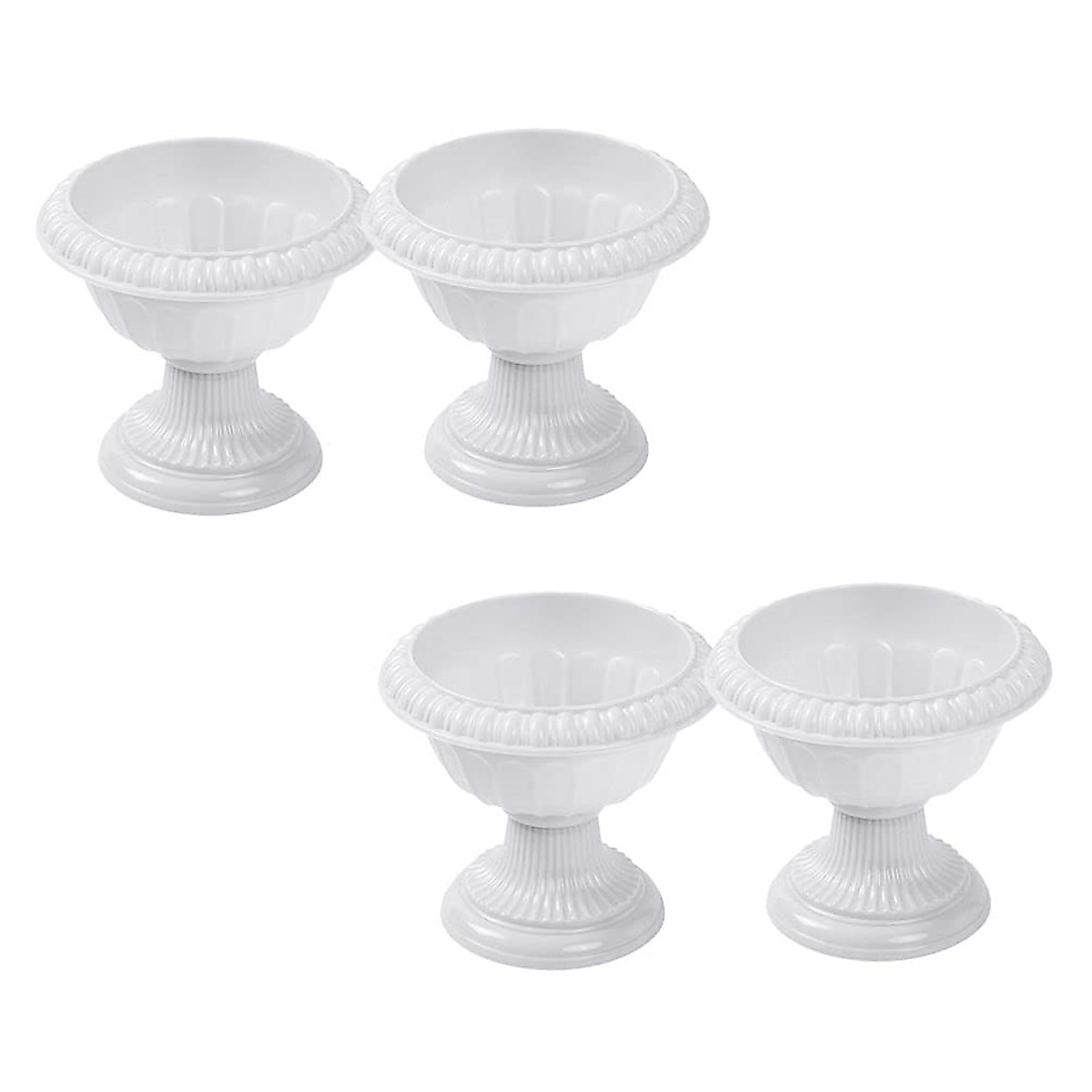 Happyyami 4pcs Urn Planters Classic Traditional Plastic Urn Planters for Indoor and Outdoor Use European Style Bonsai Plant Containers White
