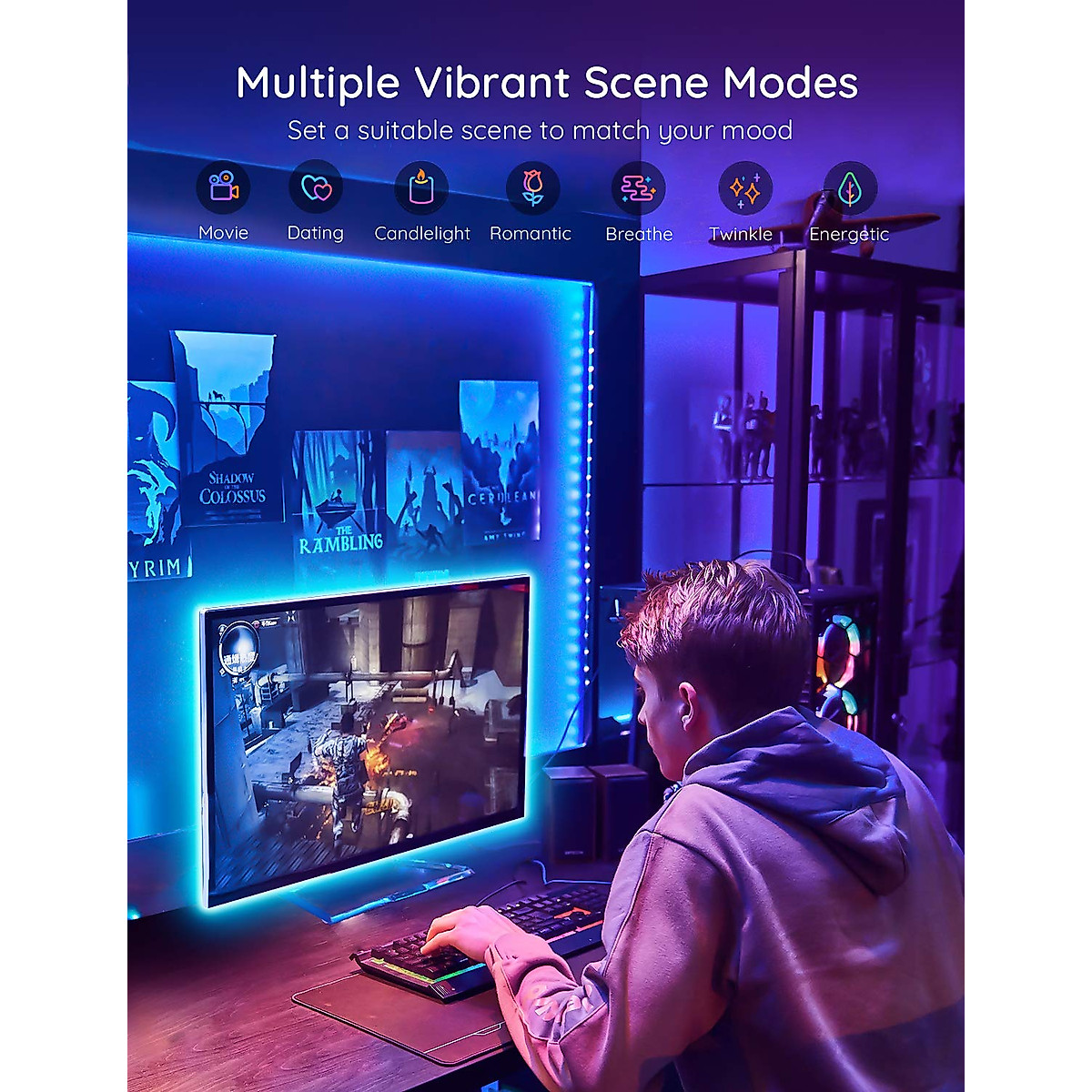 Govee TV Backlights, 10ft LED Lights for TV Work with Alexa, Google Assistant and APP, Music Sync, 16 Million RGB DIY Colors, TV LED Backlight for 46-60 inch TVs, USB Powered