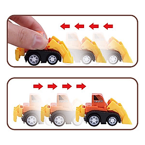 Fun-Here 12 Packs Construction Toy Pull Back Digger Mini Vehicles Excavator Bulldozer Truck Toy for 2 3 4 5 Year Old Kids Boy Girl Toddlers Party Favor Cake Decorations Birthday Gift