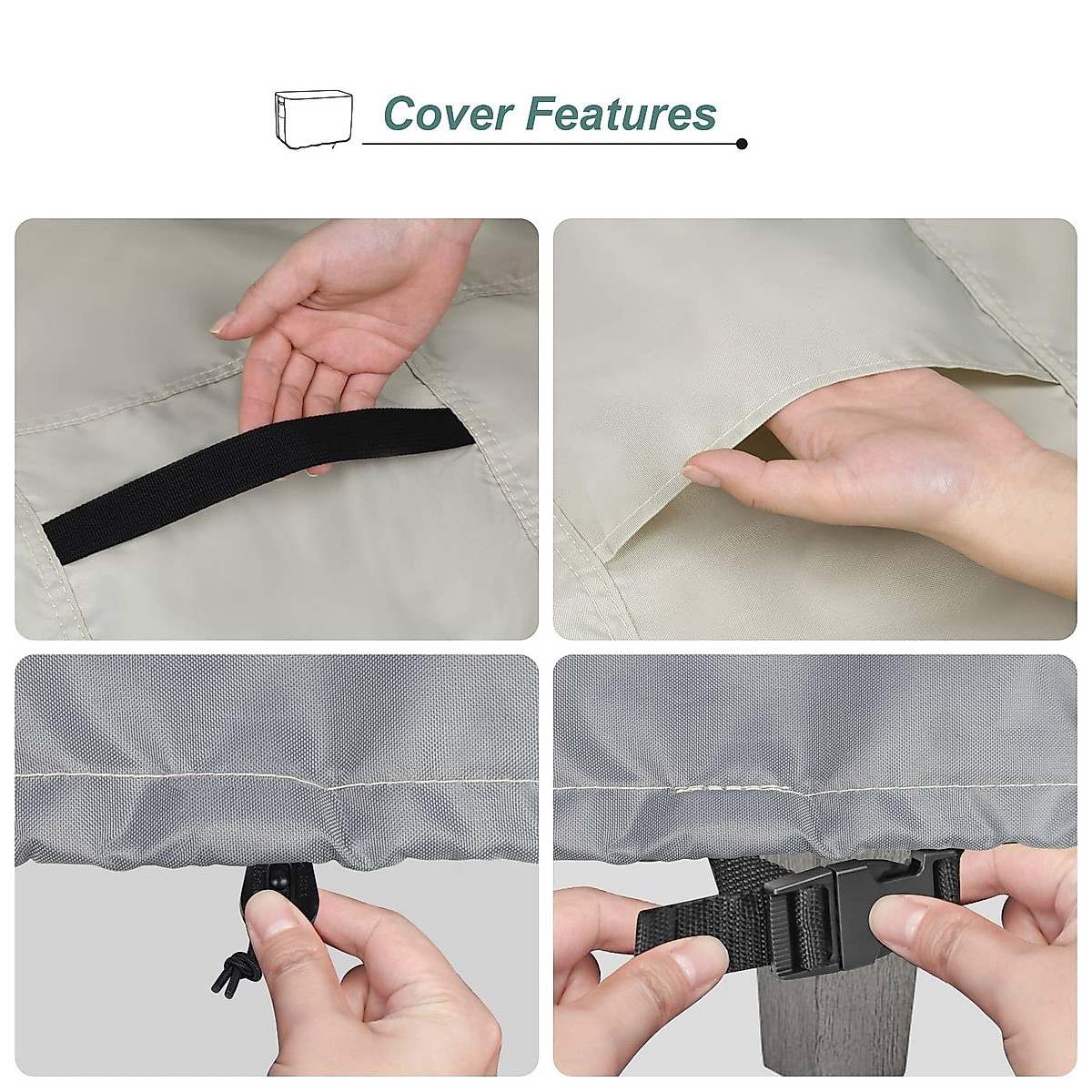 STEECA Patio Ottoman Cover, Waterproof Outdoor Square Furniture Cover for Side & End Table 22L x 22W x 17H inch