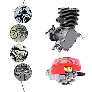 Futchoy 100cc 2-Stroke Bicycle Gasoline Engine Motor Kit Single Cylinder Air-Cooled Hydraulic Handle Motorized Bicycle Gas Engine Motor Kit for Bicycle Over 21 Inches Black