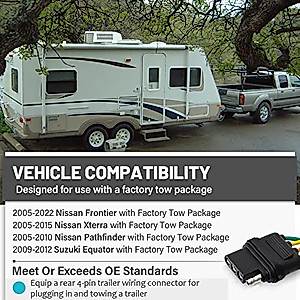 MECMO 4-Way Flat Trailer Wiring Harness for 2005-2022 Nissan Frontier 2005-2011 Nissan Pathfinder 2005-2015 Nissan Xterra 2009-2012 Suzuki Equator, Factory Tow Package Required