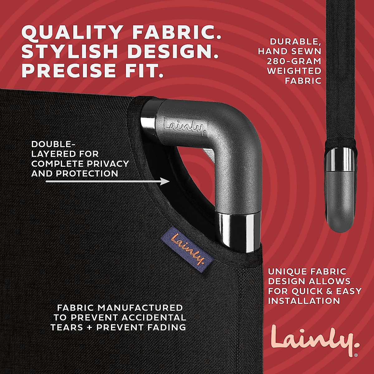 Lainly Rolling Room Divider Wall - Made in North America (6' L x 6' H, Black) Partition Room Dividers, Temporary Wall, Office Divider, Privacy Screen, Wall Divider & Room Divider Screen