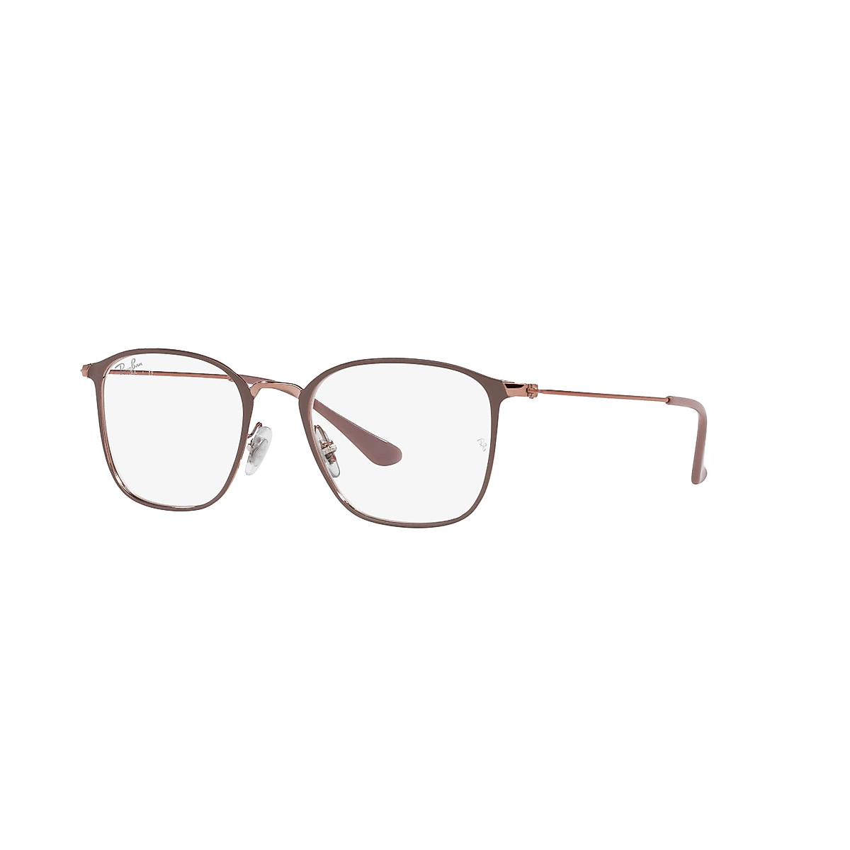 Ray-Ban RX6466 Square Prescription Eyeglass Frames, Beige On Copper/Demo Lens, 49 mm