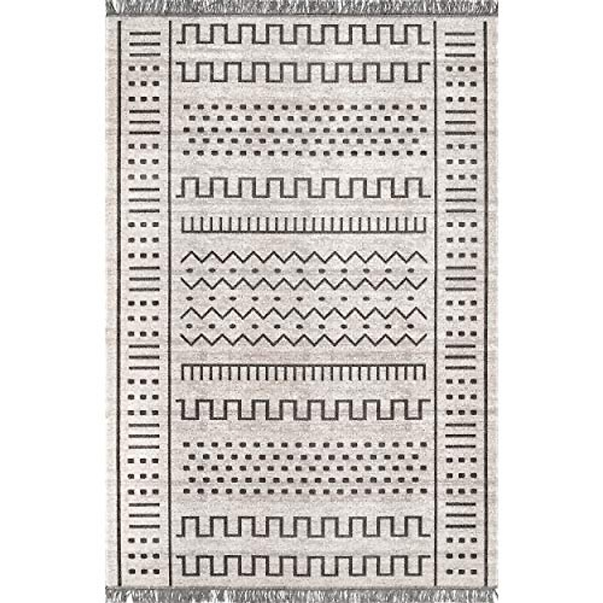 nuLOOM Cora Tribal Indoor/Outdoor Area Rug, 3' x 5', Light Grey