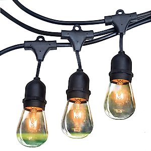 RZSAIDA Light Outdoor String Lights 48 ft Thick Bulb with Hanging Sockets Weatherproof Commercial Grade Bistro Backyard Market Patio Cafe Porch Garden Deck Gazebo Pergola Balcony Exterior Strand