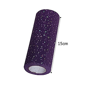 levylisa Glitter Purple Sequin Shimmer Tulle Roll 6"x 25 Yard- Purple Tulle Spool-Tulle Fabric-Tutu Tulle-Purple Wedding Tulle