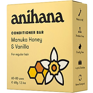 ANIHANA Conditioner Bar for Regular Normal Hair Clean Purifying Natural Healthy Look and Shine Paraben Free Manuka Honey and Almond 2.1 oz