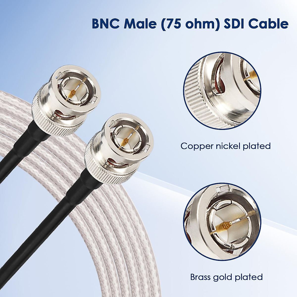 XRDS -RF 2PCS HD SDI Cable 3ft, BNC Male Cable 75 Ohm RG179 SDI Cable for BMCC Video Camera