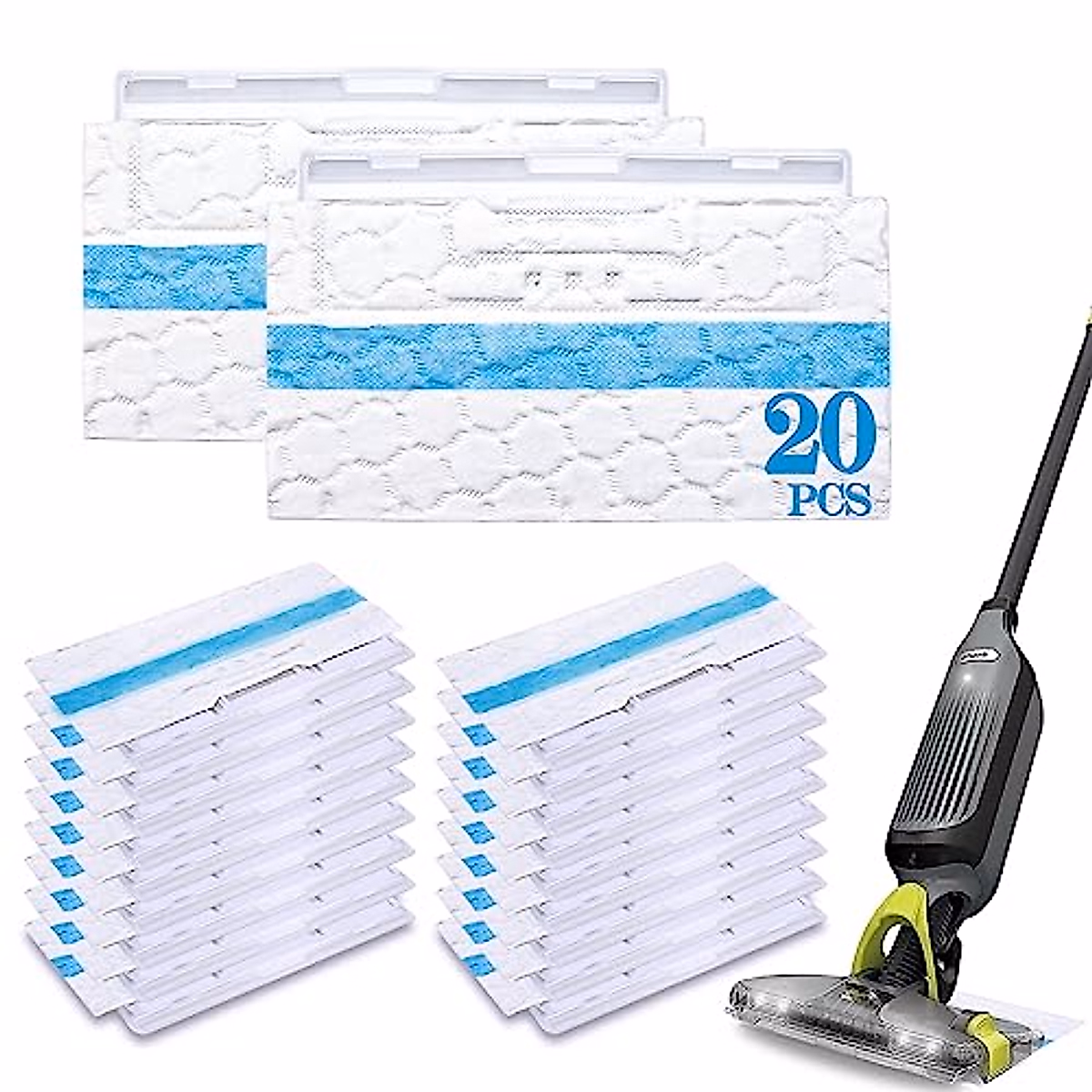 Mocsicka 20Pcs Shark Vac Mop Pads Replacement for VM252 VM251 VM250 VM200 VM190 Disposable Vacuum Mop Pads Refills for Hard Floors